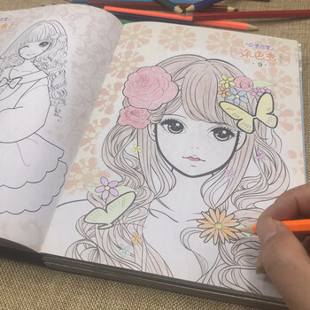 小公主涂色本3-6-8-10岁 幼儿童填色小学生画画书涂鸦4-5岁绘画册儿童画画书大全3-6-8岁绘 百变公主6本+12色油画棒
