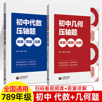 初中数学代数+几何压轴题来路思路出路七八九年级中考专题训练思维解题技巧一题多变举一反三尖子生优等培优 代数+几何共2册 压轴题