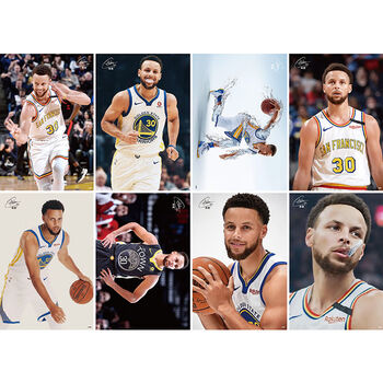 【球星推荐】NBA库里海报墙贴纸篮球星周边高清大海报宿舍壁画贴纸墙纸明信片 【1165】库里海报8张+双面胶