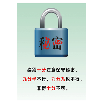 安全教育宣传画挂图海报保密标语秘密泄密责任心宣传栏展板墙贴画NAH31 NAH31-02 保密标语 80*60厘米 覆膜防水PP贴纸