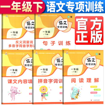 全套5册 小学语文专项训练一年级下册部编版 拼音字词训练课文内容填空阅读理解句子训练反义词量词多音字同音字形近字专项同步训练书