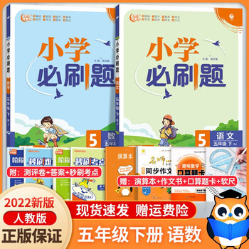 2022新版小学必刷题五年级下册语文数学人教部编版同步练习册 教材同步五年级下册练习册随堂练习题