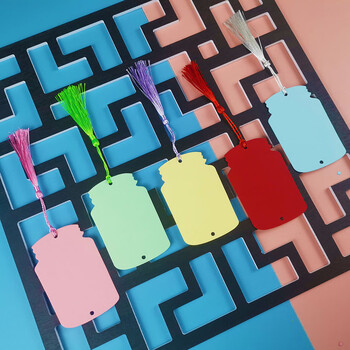 彩色空白书签纸质diy材料学生手工制作幼儿园儿童手绘创意小礼物 5色许愿瓶30张加彩色流苏