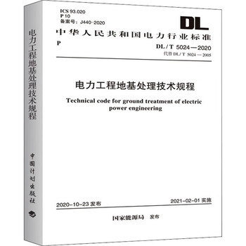 电力工程地基处理技术规程 DL/T 5024-2020 代替 DL/T 5024 图书