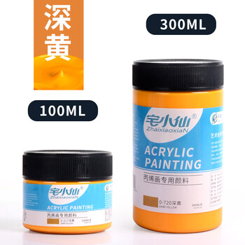 丙烯颜料防水手绘画材料diy墙绘彩绘工具24色画鞋子12色300ml白色炳稀染料不掉色儿童涂鸦丙 深黄 300ml