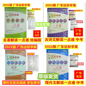 2022版 广东达标学案 课外文言文阅读 名著解读 古诗文解读 现代文解读一点通4本套装 统编版