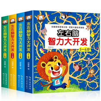 专注力训练游戏书全套 最强大脑 记忆力智力开发迷宫书观察力逻辑思维训练培养书籍 3-4-5-6岁儿童启蒙益智早教书 左右脑智力大开发4册