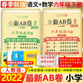 新版AB卷小学六年级上下册语数英测试卷 人教版同步训练ab卷单元测试期中期末冲刺100分测试 六年级下册语文+数学