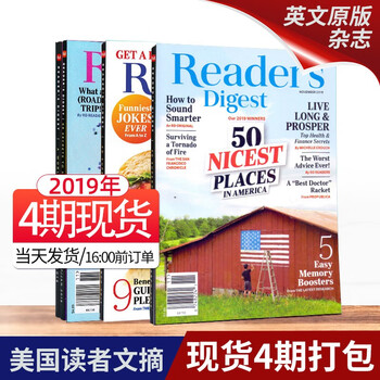 Reader‘s Digest 小开本美国版读者文摘杂志2022/21/22年优惠打包/订购 文学文摘期刊杂志英语英文杂志 2019年4期打包（具体期咨询客服）