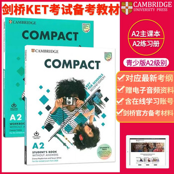 原版剑桥KET/pet考试备考教材Compact Key for Schools A2/B1第二版学生书=练习册 2020年KET青少版  A2【KET】