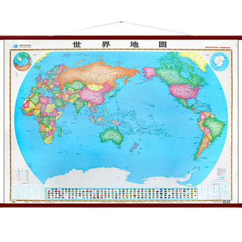 2021年大幅世界中国地图无缝整张防水挂图 1.86米*1.3米 世界地图