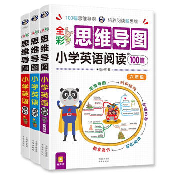 昂秀外语 小学英语单词+语法+阅读理解100篇六年级（全3册）全彩思维导图
