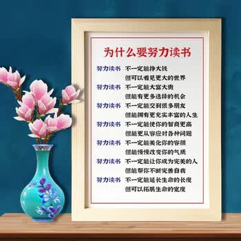 写给儿子的话 激励孩子独立上进女儿励志书画书房摆台挂墙画框学生座右铭实木相框UTK UTK05知道为什么要努力读书呢 A3(挂墙专用)