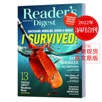 Reader's Digest 美国版读者文摘杂志小开本 单本/多期文学文摘期刊杂志英语英文杂志 2022年3/4月合刊