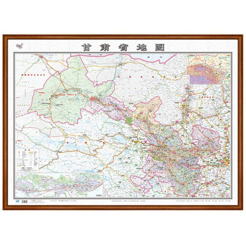 【定制边框】2022年 甘肃省地图 木框装裱 约1.1米*0.8米 胡桃色边框
