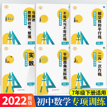 2022版数学专项训练七年级下册初一数学必刷题辅导资料书人教版同步练习计算题数学解题方法与技巧 7下数学(6本) 初中通用