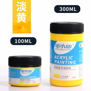 丙烯颜料防水手绘画材料diy墙绘彩绘工具24色画鞋子12色300ml白色炳稀染料不掉色儿童涂鸦丙 淡黄 100ml