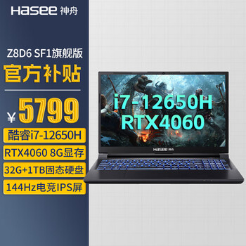 神舟（HASEE）神舟战神Z8D6/S8/TX8 RTX4060独显满血版40系列新品游戏本笔记本电脑 Z8D6SF1旗舰版 i7/32+1TB/4060 支持独显直连【图片 价格 品牌 报价】-京东