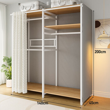 趣曼蒂衣帽间衣柜组合钢架简易衣柜家用卧室布衣柜结耐用全钢架组装衣橱 【前纱+后罩】A款140*45*200·极【图片 价格 品牌 报价】-京东