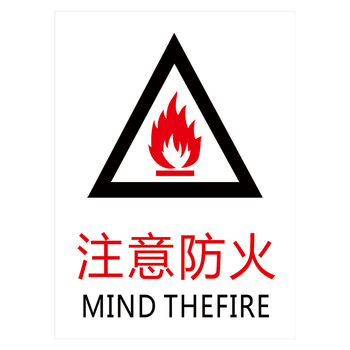 消防安全标志标识牌禁止吸烟NOSMOKING中英文禁烟标示贴提示牌TEP TEP71 注意防火标识 60*40厘米 覆膜防水PP贴纸