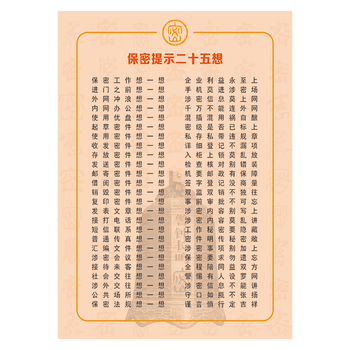 保密安全海报挂图制度牌宣传画保密行为展板墙贴画贴纸NAH50 NAH50-01 保密提示二十五想 80*60厘米 覆膜防水PP贴纸