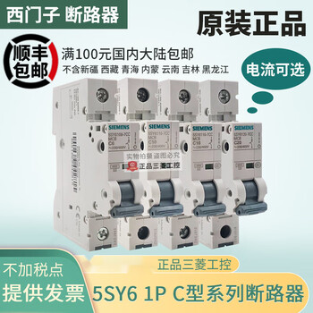 1P西门子5SJ61 MCB断路器5SY 6106 6110 6116 6120-7CC 6A 10 5SY6120-7CC 1P C型20A ...