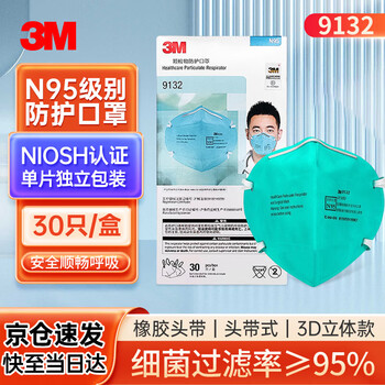【3M9132】3m n95口罩防流感病毒飞沫防雾霾PM2.5防工业粉尘颗粒物花粉口罩头戴式9132 独立包装30只/盒【行情 报价 价格 评测】-京东