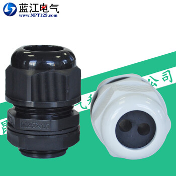 蓝江 二孔尼龙电缆防水接头双孔塑料格兰头多孔多根电缆锁紧密封葛兰固定头 黑色 MG32A-H2-10【图片 价格 品牌 报价】-京东