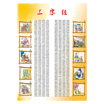 中华国学教育挂图中国传统文化展板宣传画海报弟子规三字经贴画SCM SCM02 三字经 70*50厘米 覆膜防水PP贴纸