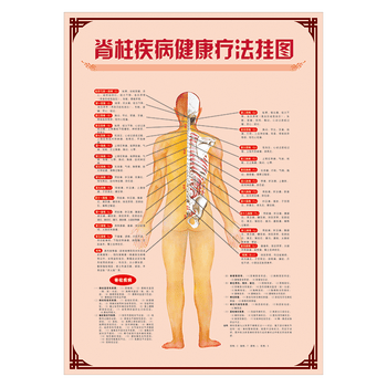 中医养生文化宣传画海报展板足部反射区挂图足疗穴位墙贴画覆膜防水贴纸WSA57 WSA57-01 脊柱疾病健康图 100*70厘米 覆膜防水PP贴纸