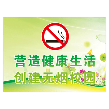 禁烟公益广告文化宣传画挂图标语海报禁止吸烟您已进入无烟场所控烟招贴画覆膜防水贴纸TYH TYH33 无烟校园宣传画 80*60厘米 覆膜防水PP贴纸