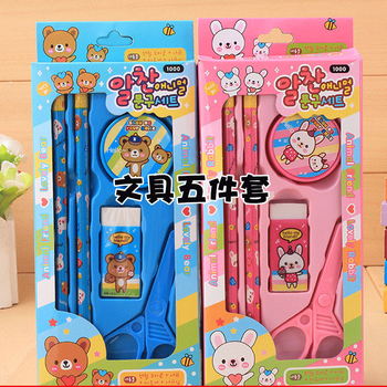 小学生文具五件套 铅笔橡皮卷笔器小剪刀