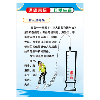 禁毒展板宣传栏远离毒品珍爱生命宣传画挂图海报标语墙贴画覆膜贴纸OGH12 OGH12-02 什么是毒品 70*50厘米 覆膜防水PP贴纸