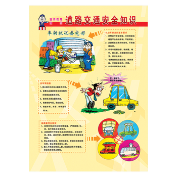 道路交通安全知识宣传画海报宣传教育顺口溜挂图宣传栏展板墙贴画覆膜贴纸JTC JTC08 车辆状况要完好 100*70厘米 覆膜防水PP贴纸