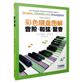 彩色键盘图解音阶.和弦.琵音 钢琴初学入门教程教材 大调音符学习 七和弦琶音钢琴奏法技巧