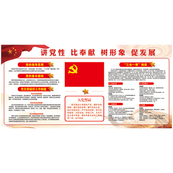 党建文化墙入党誓词宣传画展板挂图宣誓墙黑板报墙报党员活动室布置宣传栏墙贴画 OD51-05 党建文化墙 240*120厘米 覆膜防水PP贴纸