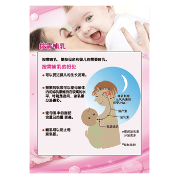 医院妇产科宣传画海报母乳喂养知识挂图24小时母婴同室墙贴画覆膜贴纸OFH17 OFH17-02 按需哺育 60*40厘米 覆膜防水PP贴纸