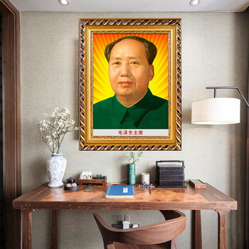 毛主像挂像墙画主席客厅中堂挂画壁画斯大林孙中山马克思伟人画像 实木珠光10号 宽度80*100高度 有框 有机透明板
