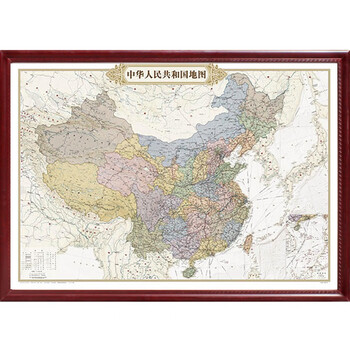 【家居百搭】地图 复古版 木框装裱 客厅装饰画挂图 中国地图 1.6*1.1米