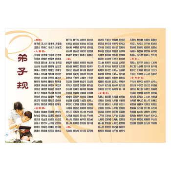 中华国学挂图弟子规海报中国传统文化展板宣传画墙贴画PP防水覆膜自粘贴纸SCH SCH127 弟子规 80x120cm  PP覆膜贴纸