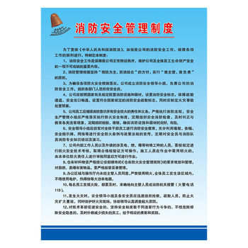 单位消防安全挂图宣传画公司消防安全管理制度宣传栏墙贴画VCH52 VCH52 公司消防安全管理制度 70x100cm  PP覆膜贴纸