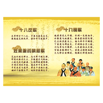 中药十八反歌十九畏歌挂图妊娠用药禁忌中医宣传画贴画WSA WSA50 十九畏十八反 60*40厘米
