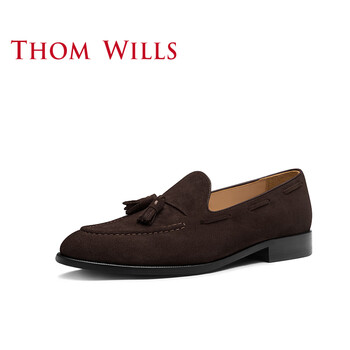 ThomWills手工乐福鞋男夏季真皮流苏loafer英伦懒人休闲皮鞋 深咖反绒A016 9/44码【图片 价格 品牌 报价】-京东