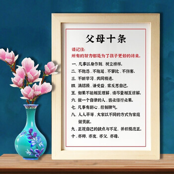 写给儿子的话 激励孩子独立上进女儿励志书画书房摆台挂墙画框学生座右铭实木相框UTK UTK43 父母十条努力为了孩子的将来 A3(挂墙专用)