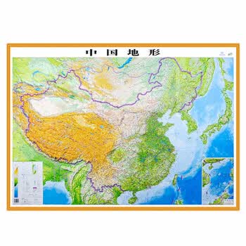 2022年新版 地图新版中国地形图挂图 3D凹凸立体地图约1.1米X0.8米中国地图家用教学挂图 大号立体
