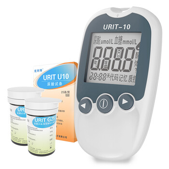 优利特 URIT-10两测血糖尿酸分析仪检测仪家用精准全自动检测试纸尿酸试纸套装 【双功能】仪器+25支尿酸试纸+50支血糖试纸+针【图片 ...