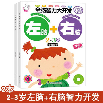 逻辑思维训练左右脑全脑开发儿思维训练2-3-4-5-6岁幼儿开发智力的书早教启蒙专注力游戏 2-3岁左脑+右脑2本