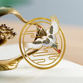 国馆 梦回红楼系列 芳华满园黄铜书签金属中国风古风 观鹤