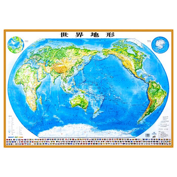 【精雕版】2022新版 地图 中国地图 世界地图 中国世界地形图 3d凹凸立体中国地形图 地理图 办公室家用学生地图 世界地形1.1米×0.8米