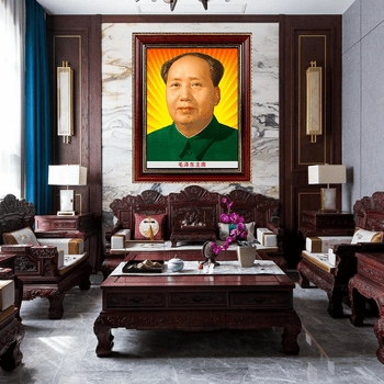 毛主像挂像墙画主席客厅中堂挂画壁画斯大林孙中山马克思伟人画像 实木红框10号 宽度68*88高度 有框 有机透明板